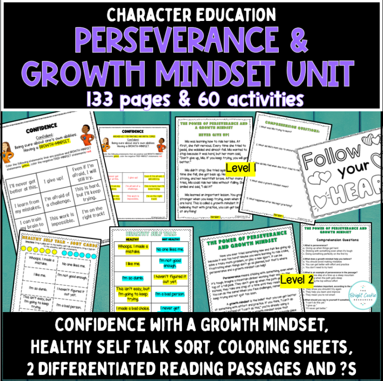 Character Education: Perseverance and Growth Mindset Unit - The Bright ...