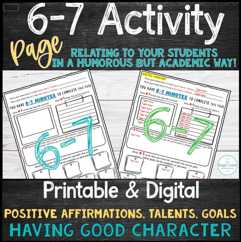 6-7 Relatable Character Education FREE Activity - The Bright Cookie