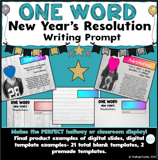 One Word New Years Resolution 2026 Writing Activity - The Bright Cookie