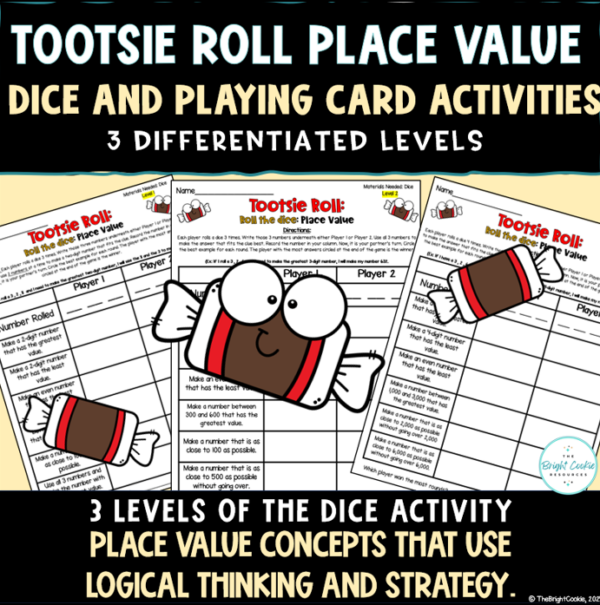 Place Value Math Yahtzee Game Dice & Playing Card Activities - The ...